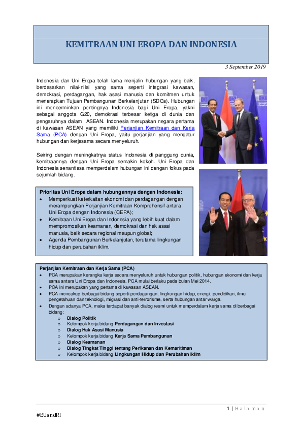 (PDF) Perjanjian Kerja Sama Uni Eropa-Indonesia 2019