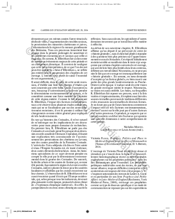 (PDF) Victoria Flood, Prophecy, Politics and Place in Medieval England ...