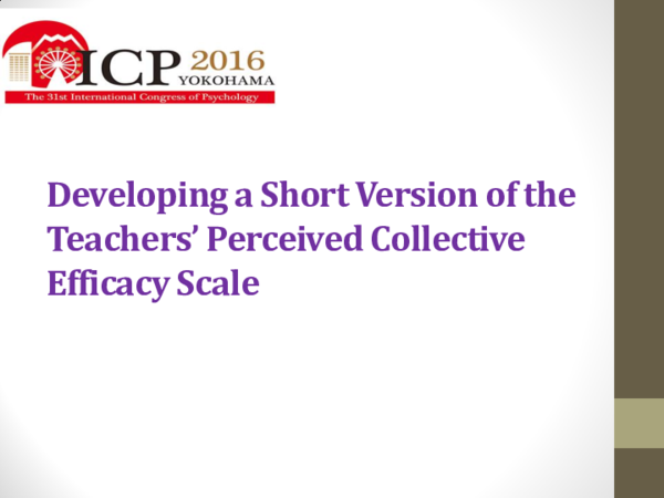 (PDF) Developing a Short Version of the Teachers’ Perceived Collective ...