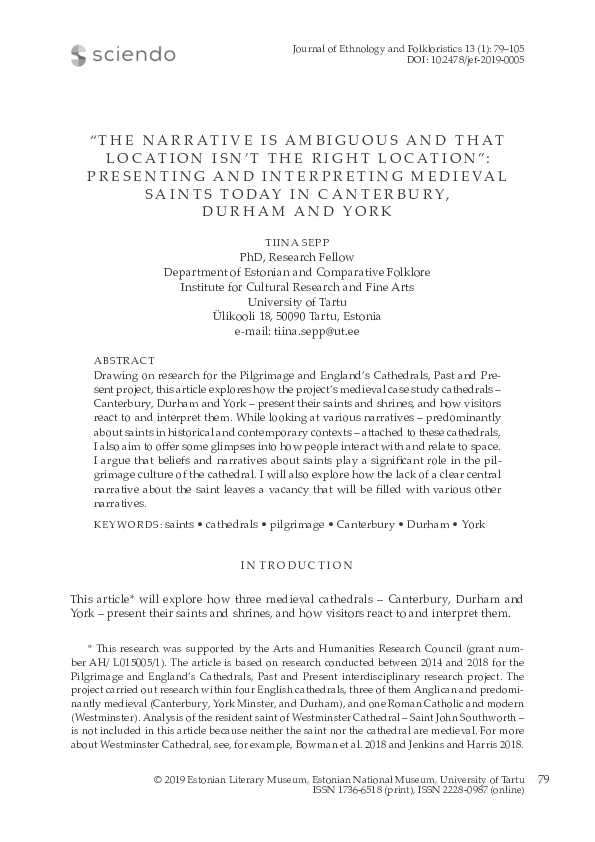 (PDF) “The Narrative Is Ambiguous and That Location Isn’t the Right ...