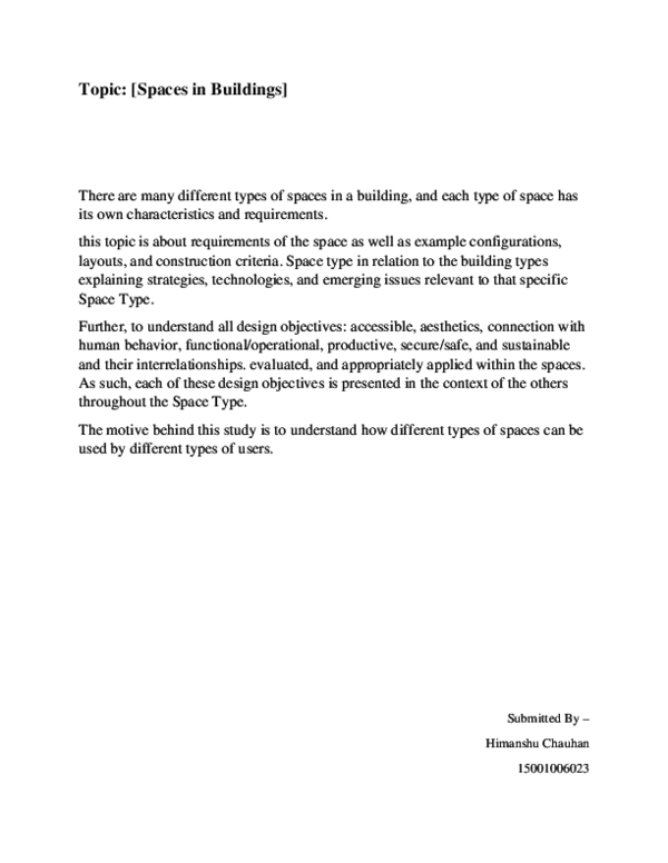 (DOC) Topic: [Spaces in Buildings