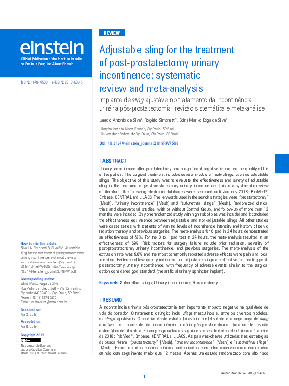 (PDF) Adjustable sling for the treatment of post-prostatectomy urinary ...