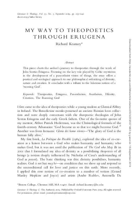 (PDF) My Way To Theopoetics Through Eriugena