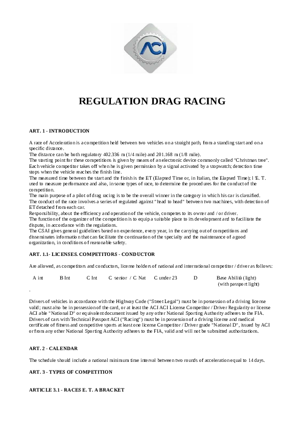 (PDF) REGULATION DRAG RACING