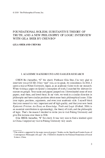 (PDF) Foundational Holism, Substantive Theory of Truth, and a New ...