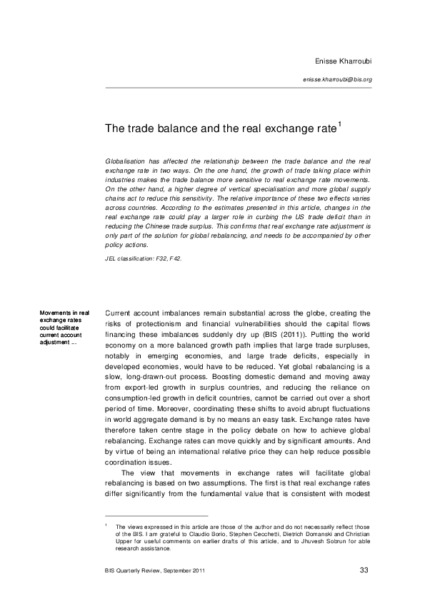 (PDF) The trade balance and the real exchange rate