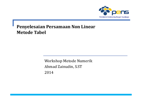 (PDF) Penyelesaian Persamaan Non Linear Metode Tabel