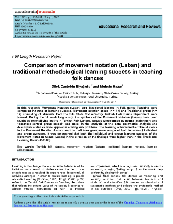 (PDF) Educational Research and Reviews Comparison of movement notation ...
