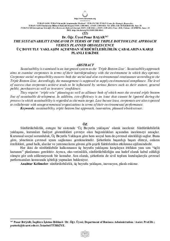 (PDF) THE SUSTAINABILITY ENDEAVOR IN TERMS OF THE TRIPLE BOTTOM LINE ...