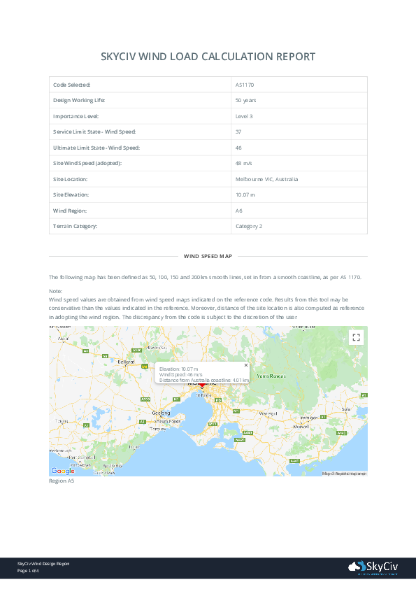 (PDF) SkyCiv Wind Design Report SKYCIV WIND LOAD CALCULATION REPORT
