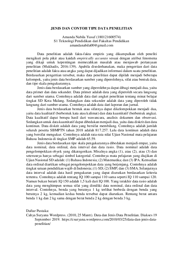 (DOC) Jenis dan Contoh Tipe Data Penelitian