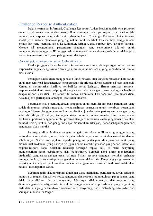 (DOC) Challenge Response Authentication