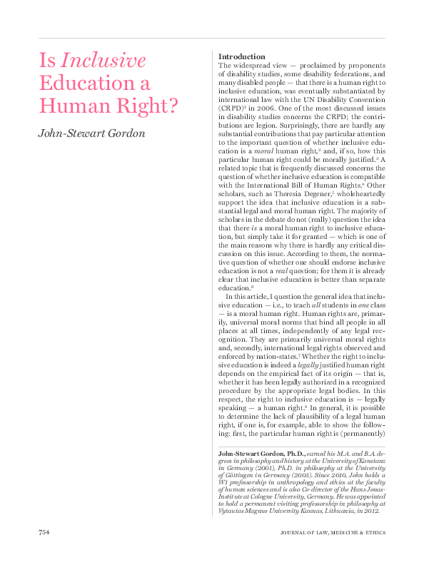 (PDF) Is Inclusive Education a Human Right?