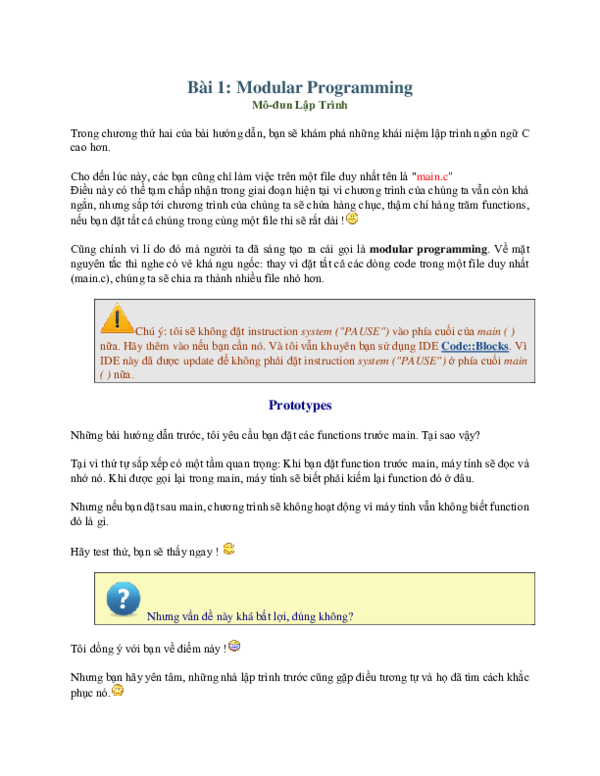 (PDF) Bài 1: Modular Programming