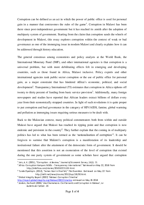 (DOC) Corruption and Bad Governance