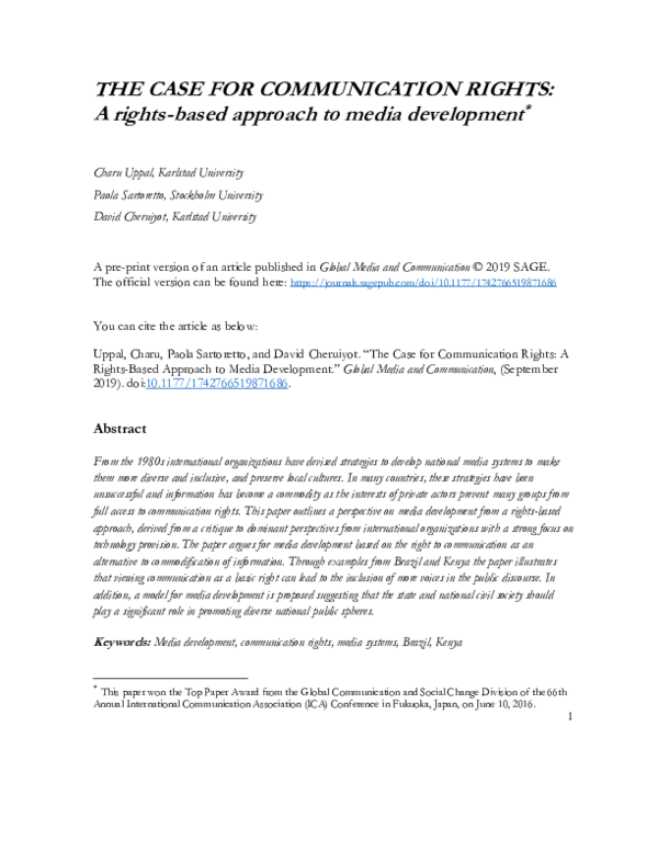 (PDF) The case for communication rights: A rights-based approach to ...