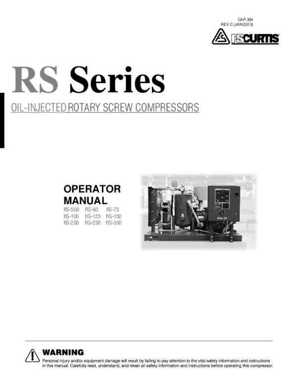 (PDF) RS Series OIL-INJECTED ROTARY SCREW COMPRESSORS OPERATOR MANUAL ...