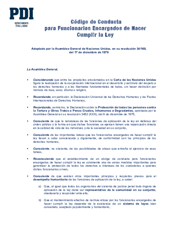 (PDF) Adoptado por la Asamblea General de Código de Conducta para Funcionarios Encargados de ...