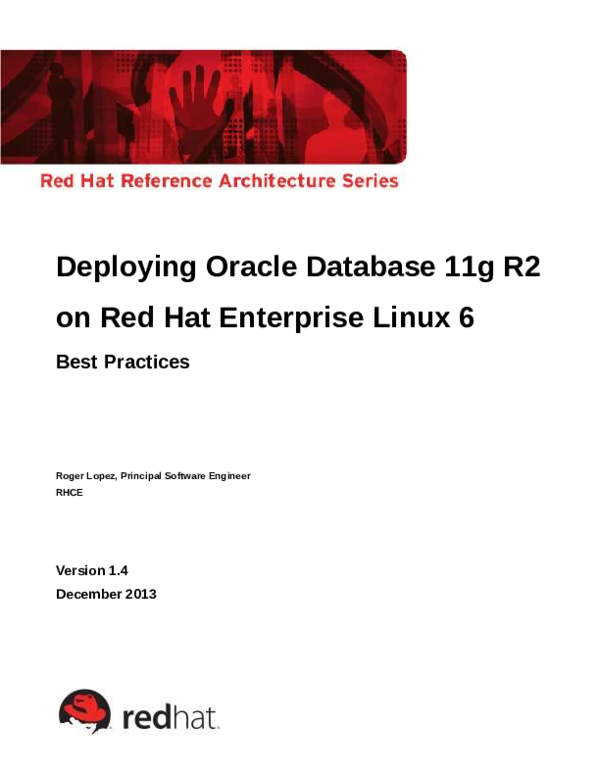 Pdf Deploying Oracle Database 11g R2 On Red Hat Enterprise Linux 6