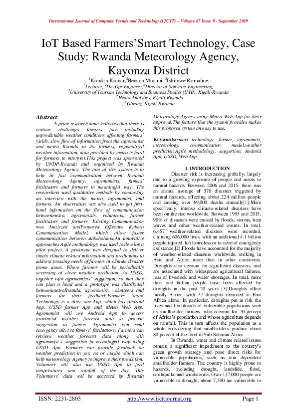 (PDF) IoT Based Farmers'Smart Technology, Case Study: Rwanda ...