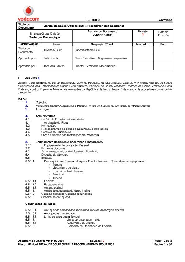 (PDF) RESTRITO Aprovado Documento numero: VM-PRC-0001 Revisão: 3 ...