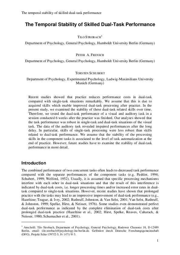 (PDF) The temporal stability of skilled dual-task performance