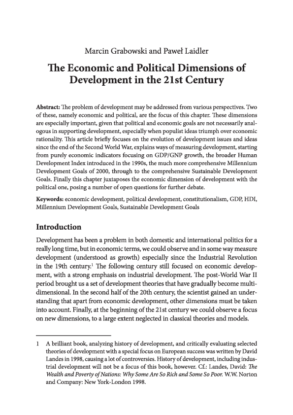 (PDF) The Economic and Political Dimensions of Development in the 21st ...