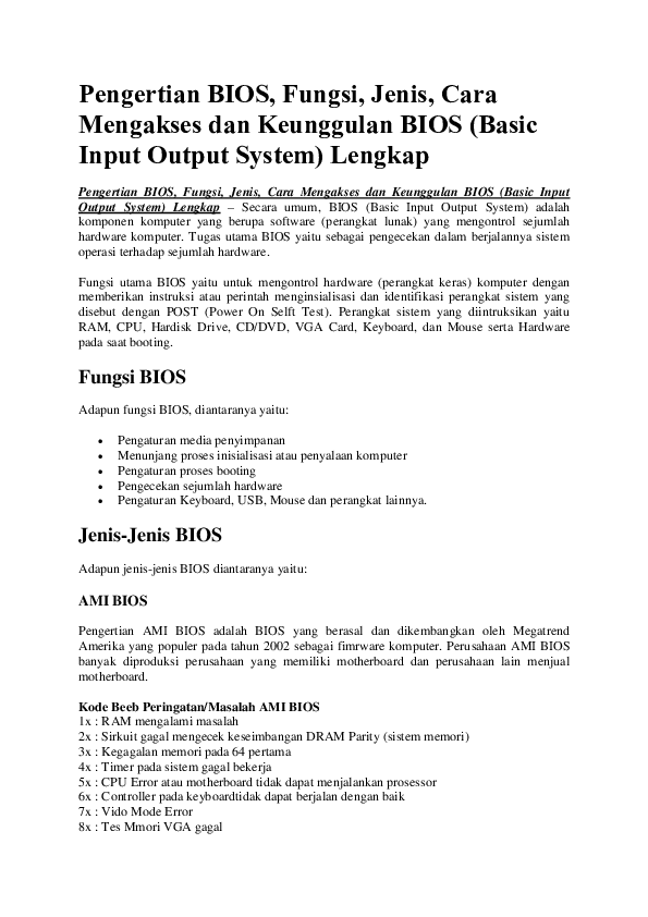 (DOC) Pengertian BIOS, Fungsi, Jenis, Cara Mengakses dan Keunggulan ...