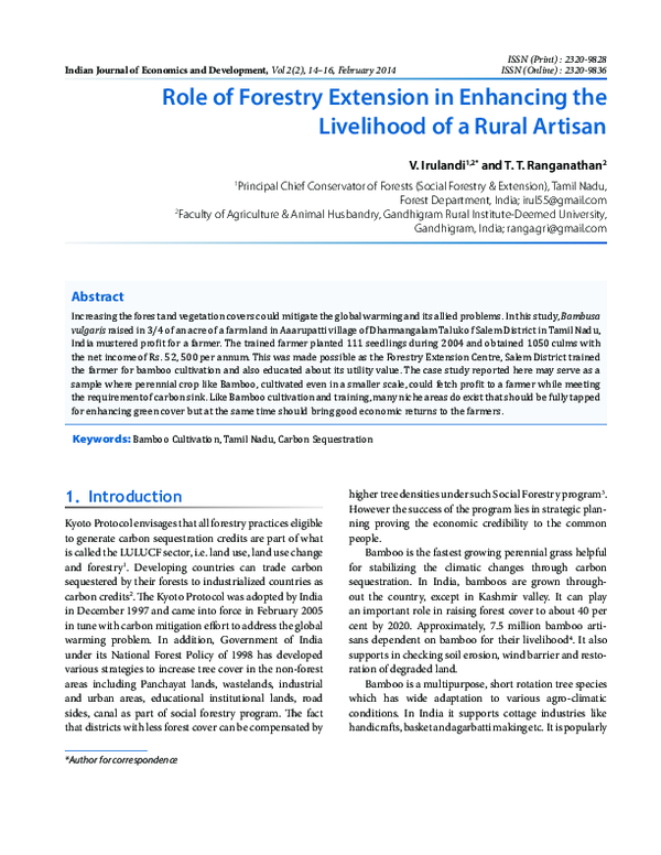 (PDF) Role of Forestry Extension in Enhancing the Livelihood of a Rural ...