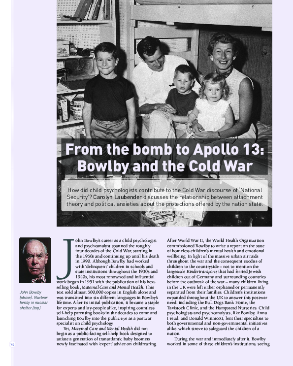(PDF) From the bomb to Apollo 13: Bowlby and the Cold War