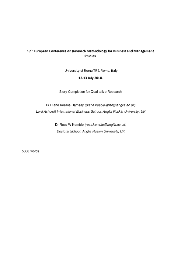 (PDF) ECRM Story Completion for Qual research revision March