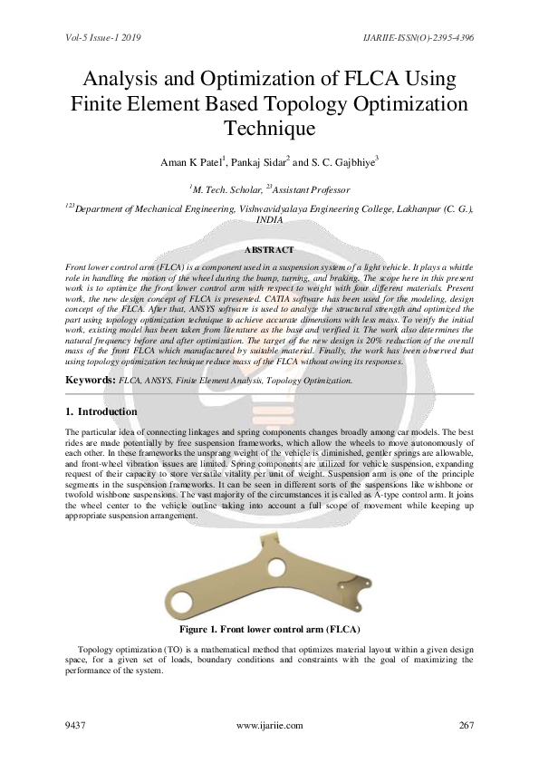 (PDF) Analysis and Optimization of FLCA Using Finite Element Based Topology Optimization Technique