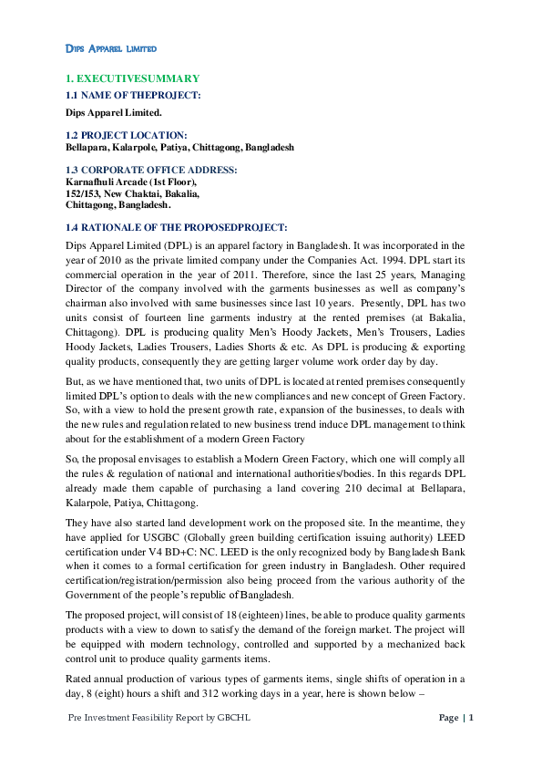 (PDF) Pre Investment Feasibility Report