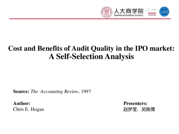 (PPT) Costs and benefits of audit quality in the IPO market a self ...