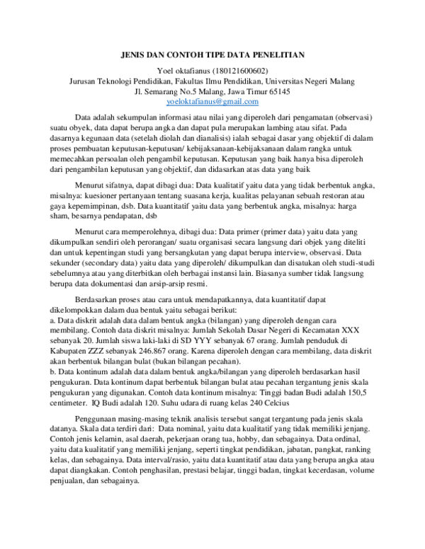 (DOC) JENIS DAN CONTOH TIPE DATA PENELITIAN