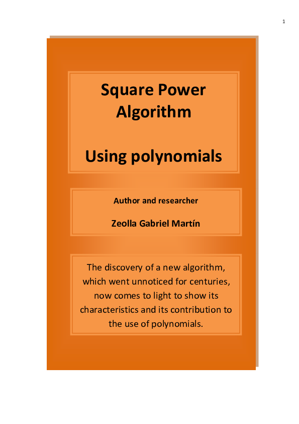 (PDF) Square Power Algorithm, using polynomials