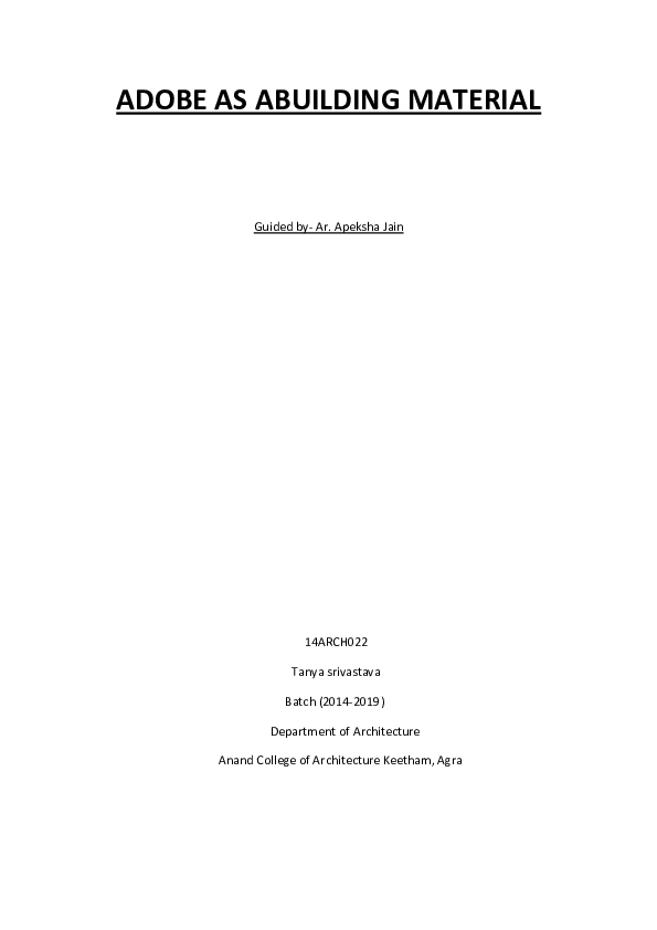 (PDF) ADOBE AS ABUILDING MATERIAL ACKNOWLEDGEMENT