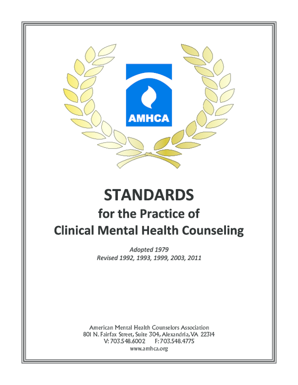 (PDF) AMHCA 2012 Standards of practice | Chez Ruf - Academia.edu