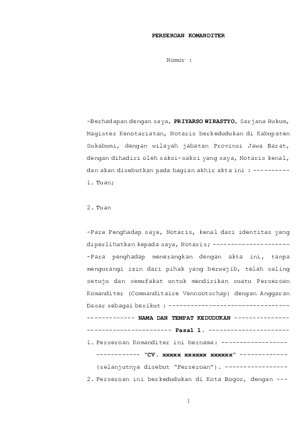 (PDF) Akta pendirian CV