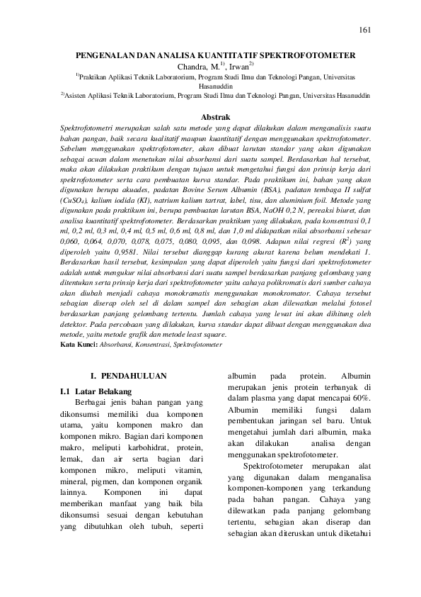 (PDF) PENGENALAN DAN ANALISA KUANTITATIF SPEKTROFOTOMETER