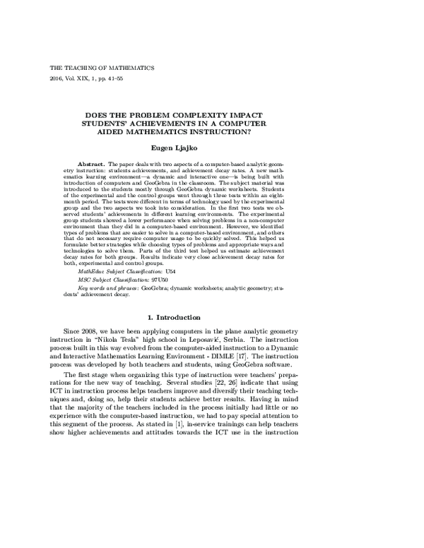 (PDF) DOES THE PROBLEM COMPLEXITY IMPACT STUDENTS' ACHIEVEMENTS IN A ...