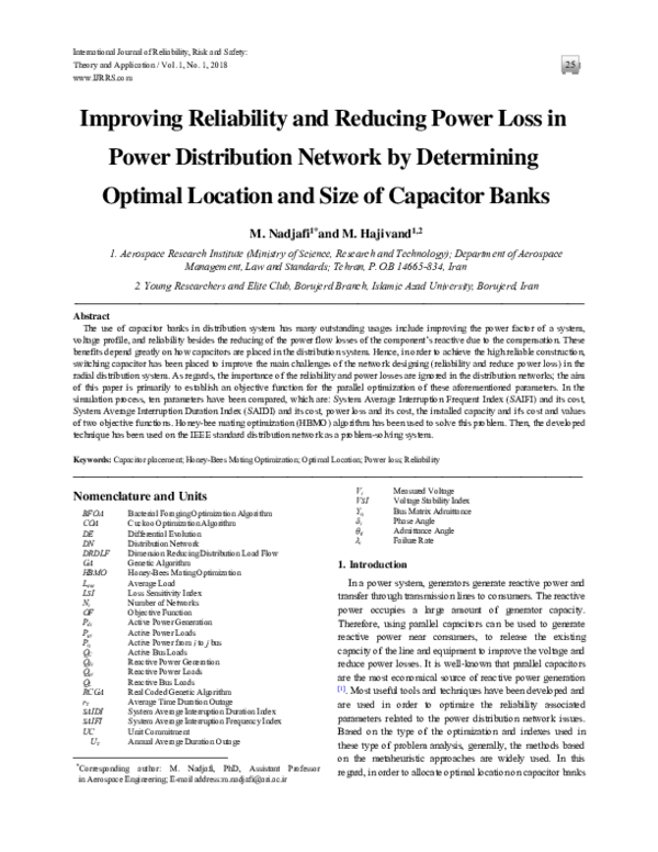 (PDF) Improving Reliability and Reducing Power Loss in Power Distribution Network by Determining ...