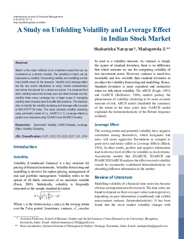 (PDF) A Study on Unfolding Volatility and Leverage Effect in Indian ...