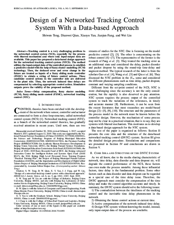 Pdf Design Of A Networked Tracking Control System With A Data Based