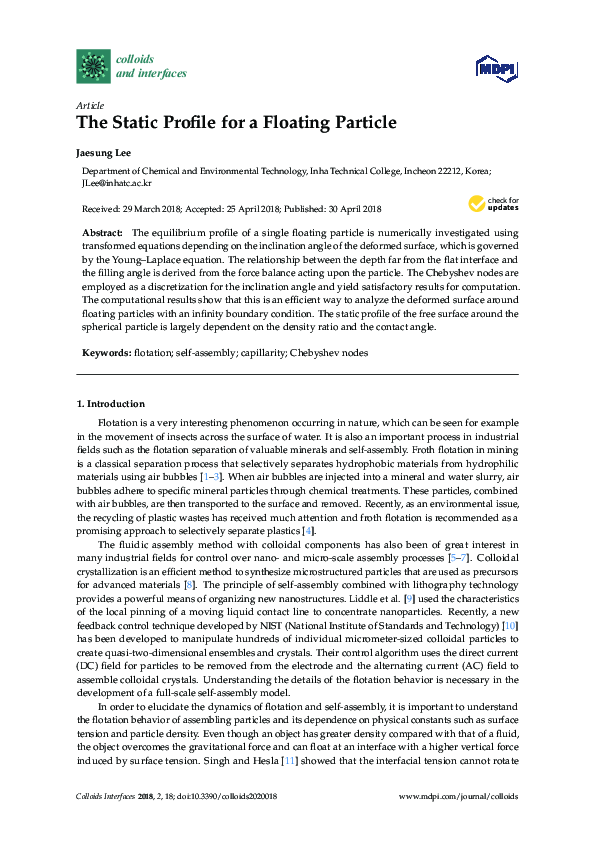 (PDF) The Static Profile for a Floating Particle