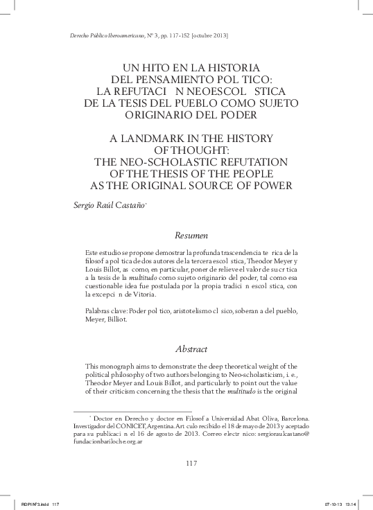(PDF) La refutación neoescolástica de la tesis del pueblo como sujeto ...