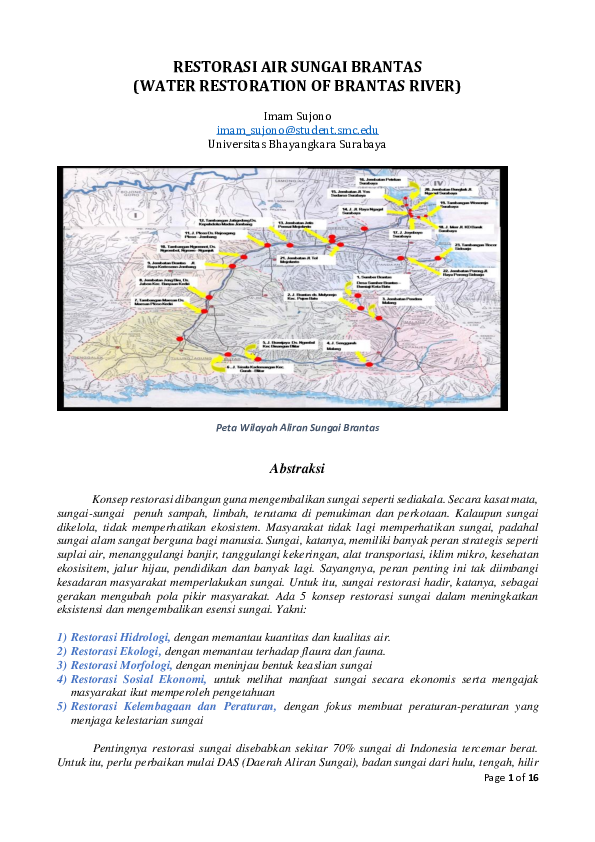 (PDF) RESTORASI AIR SUNGAI BRANTAS (WATER RESTORATION OF BRANTAS RIVER