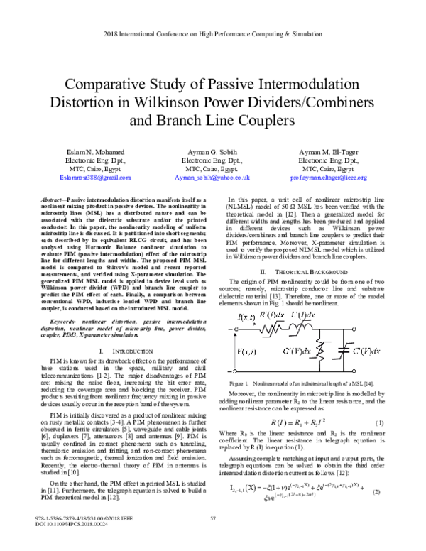 (PDF) Comparative Study of Passive Intermodulation Distortion in Wilkinson Power Dividers ...