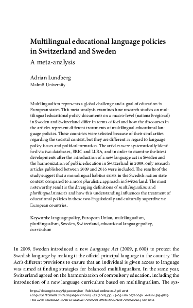 (PDF) Multilingual educational language policies in Switzerland and ...