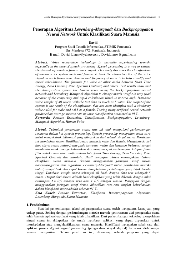 (PDF) Penerapan Algoritma Levenberg-Marquadt dan Backpropagation Neural ...